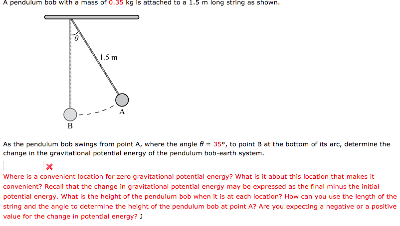 Solved A pendulum bob with a mass of 0.35 kg is attached to | Chegg.com