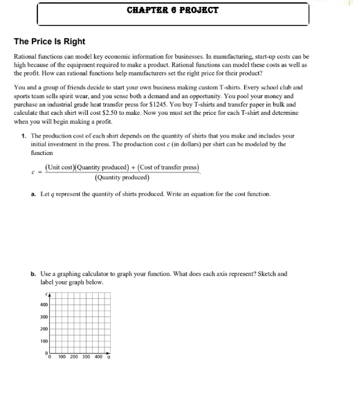 Solved The Price Is Right Rational functions can model key | Chegg.com