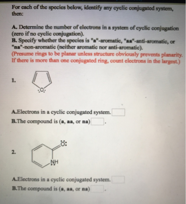 Solved For each of the species below, identify any cyclic | Chegg.com