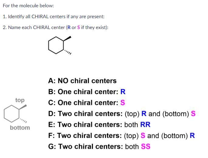 Solved For the molecule below: 1. Identify all CHIRAL | Chegg.com