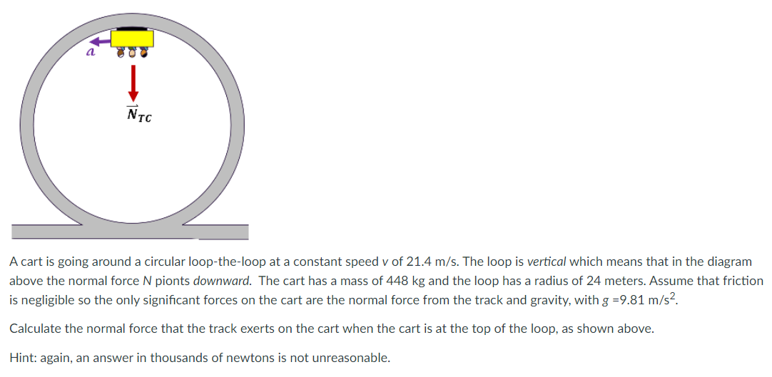 Solved a 1 NTC C A cart is going around a circular | Chegg.com
