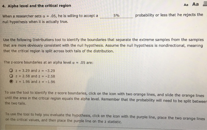 Solved 4. Alpha level and the critical region Aa Aa | Chegg.com