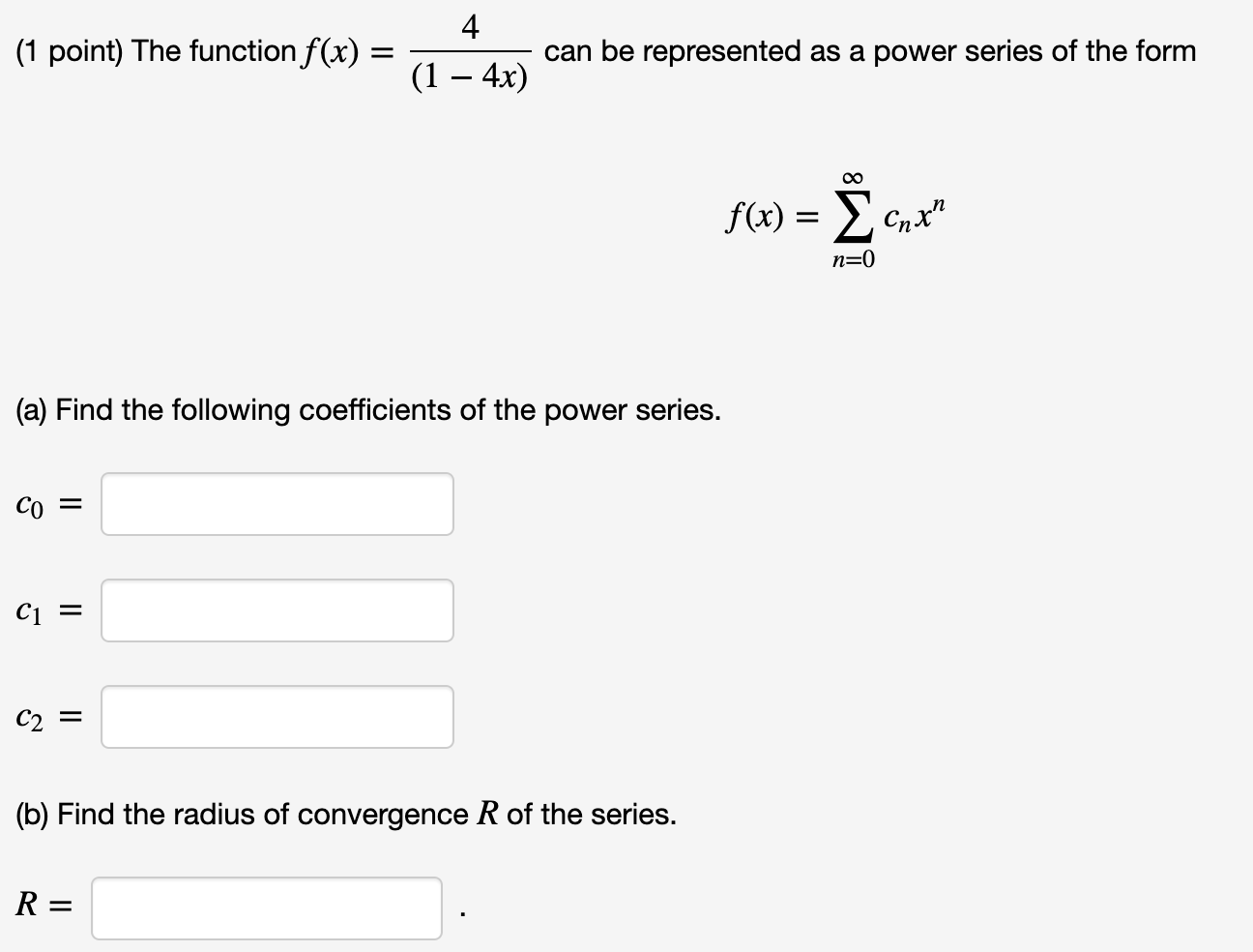 Solved (1 point) The function f(x)=4(1−4x)f(x)=4(1−4x) can | Chegg.com