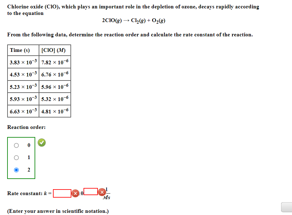 Solved Chlorine oxide ( ClO), which plays an important role | Chegg.com