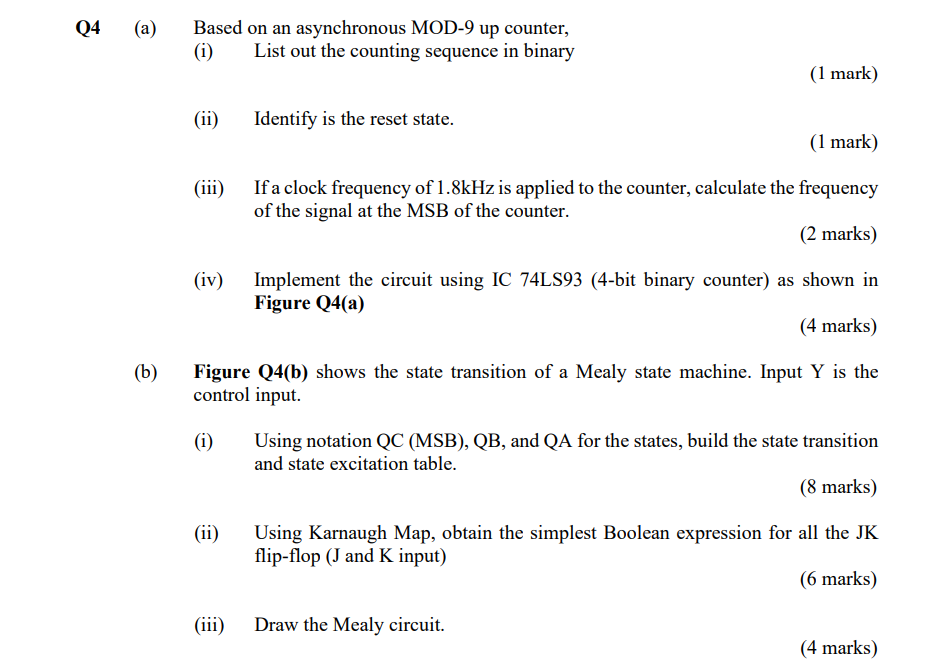 Solved (a) Based on an asynchronous MOD-9 up counter, (i) | Chegg.com