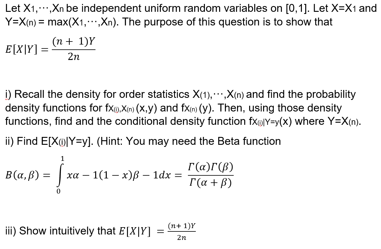 Solved Let X1, "--,Xn be independent uniform random | Chegg.com