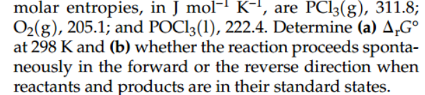 Solved molar entropies, in J−1 mol−1 K−1, are PCl3( | Chegg.com