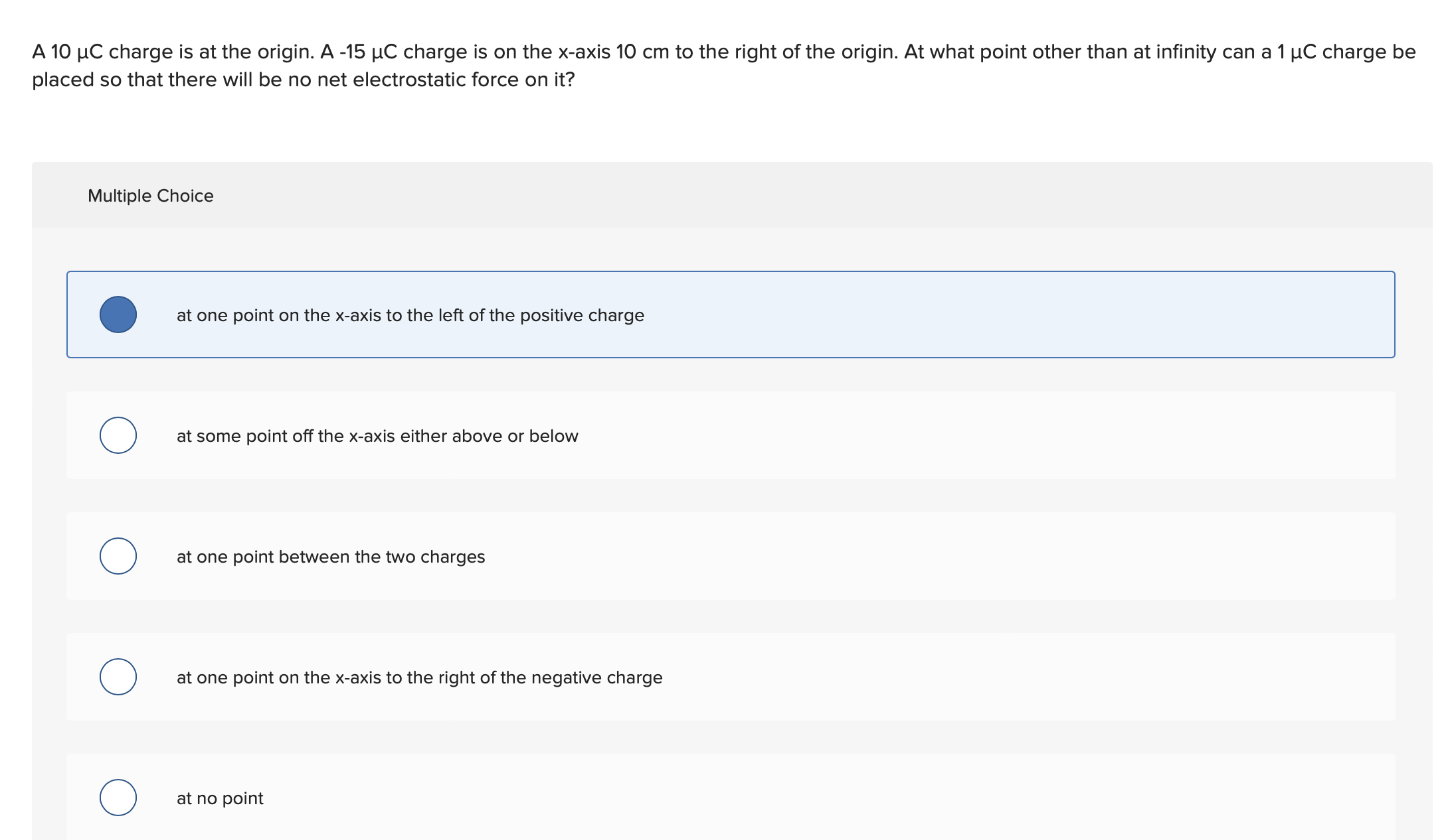Solved \( \mathrm{A} 10 \mu \mathrm{C} \) ﻿charge is at the | Chegg.com