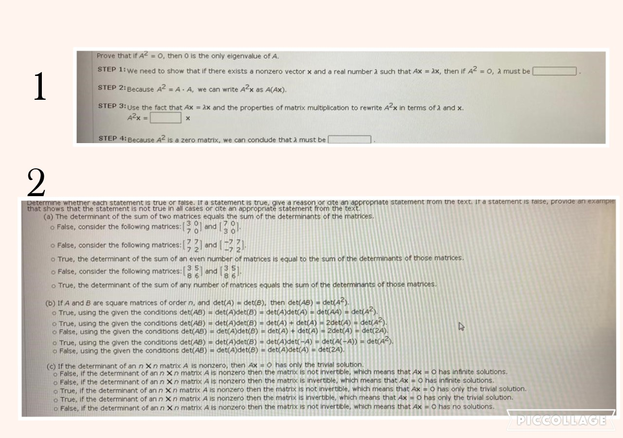 Solved Prove that if 42 = 0, then O is the only eigenvalue | Chegg.com