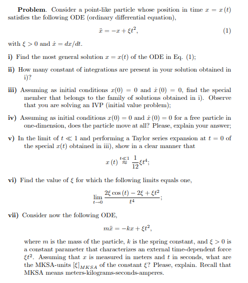 Solved Problem. Consider a point-like particle whose | Chegg.com