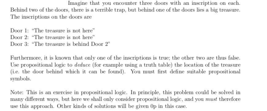 Solved Imagine that you encounter three doors with an | Chegg.com