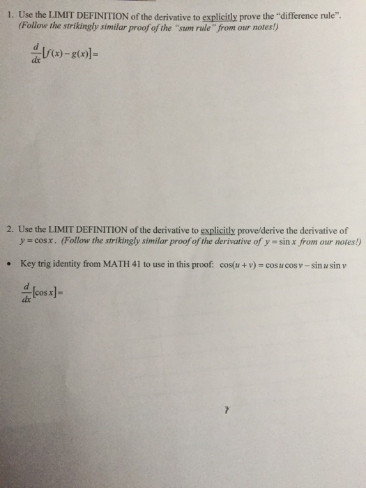 Solved Use the LIMIT DEFINITION of the derivative to | Chegg.com