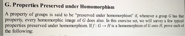 Solved G. Properties Preserved under Homomorphism A property | Chegg.com