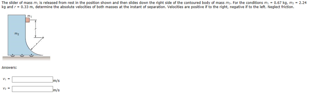 Solved The slider of mass m1 is released from rest in the | Chegg.com