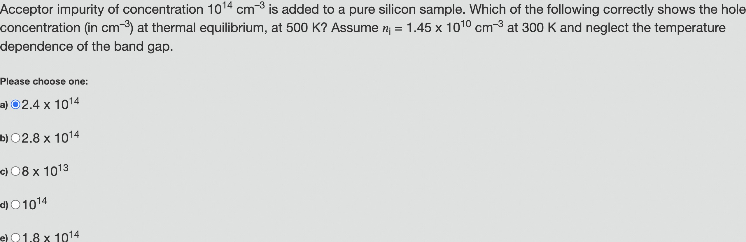 Solved Acceptor impurity of ﻿concentration | Chegg.com