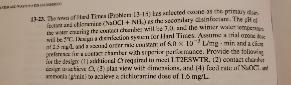 WATER AND WASTEWATER ENGINEERING 13-23. The town of | Chegg.com