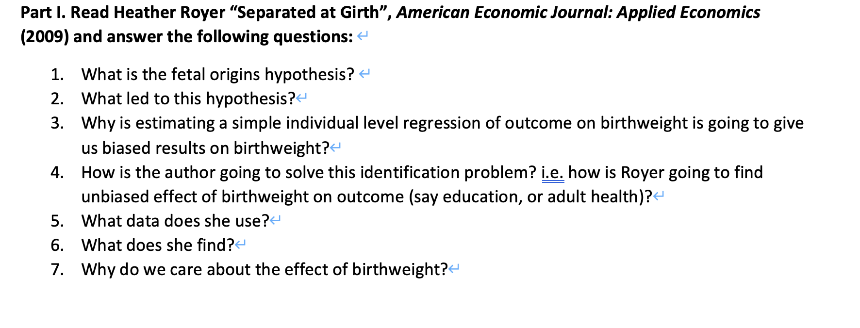 Solved Part I. Read Heather Royer “Separated at Girth”, | Chegg.com