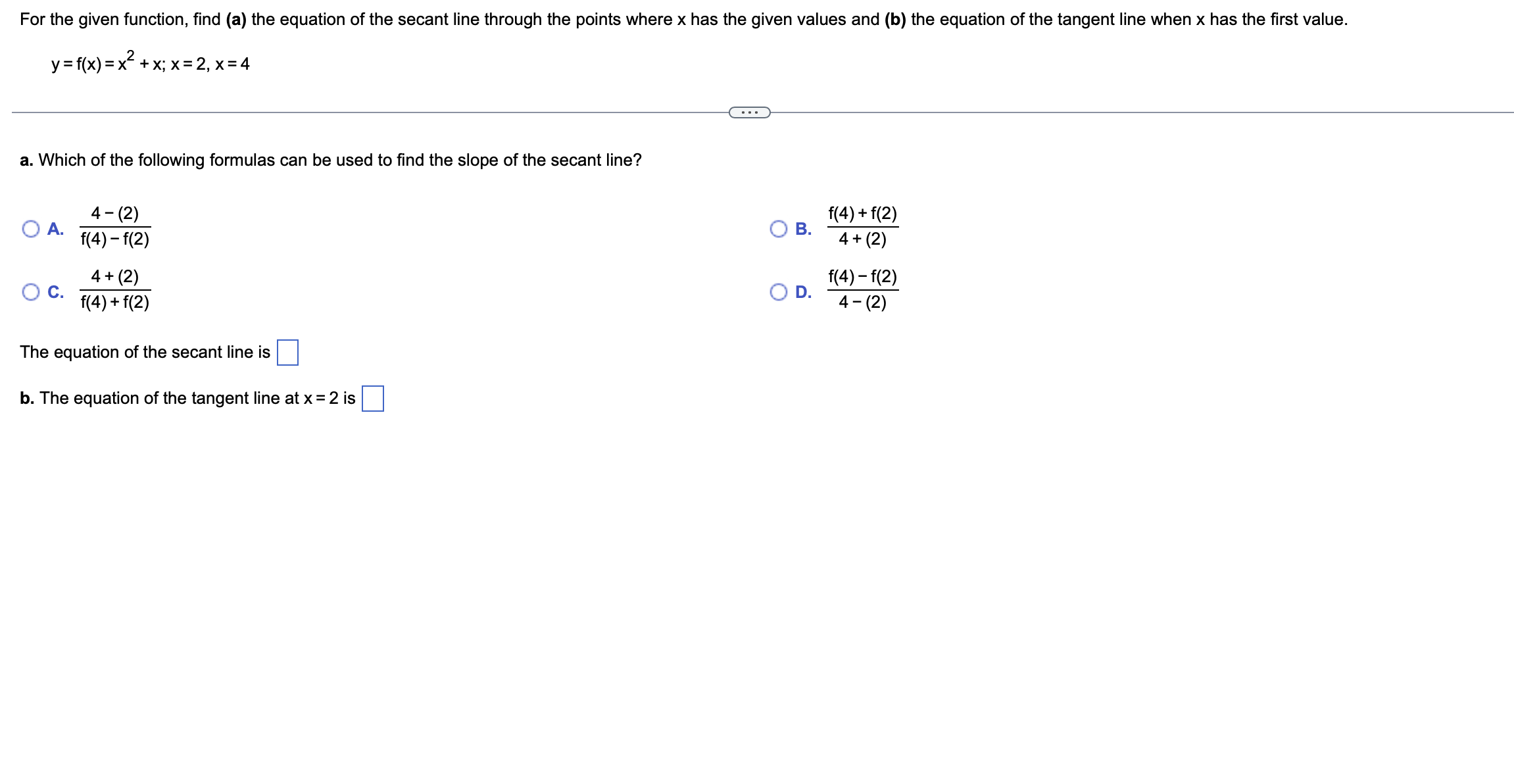 Solved For the given function, find (a) the equation of the | Chegg.com