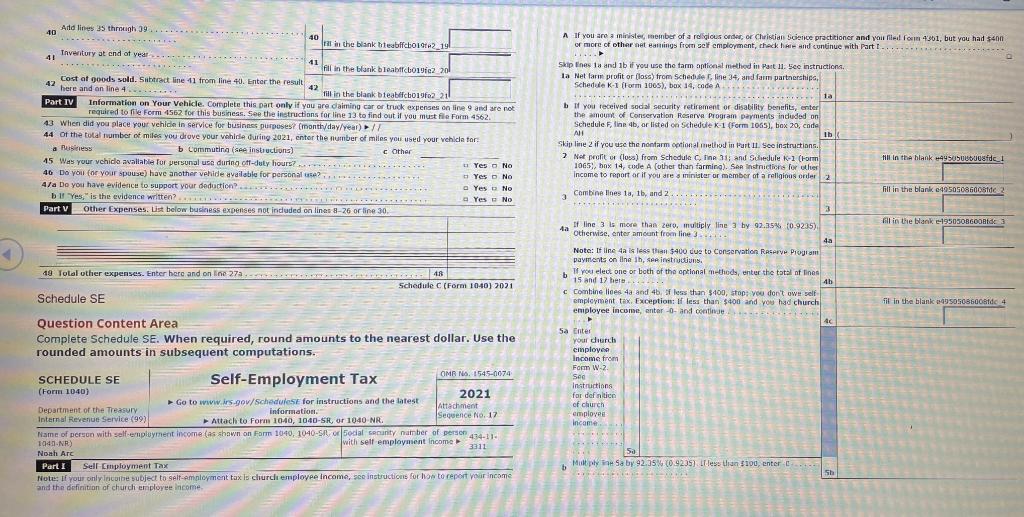 Comprehensive Problem 1 - Part 2: Schedule C, | Chegg.com