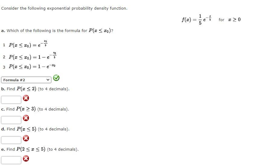 Solved Consider the following exponential probability | Chegg.com