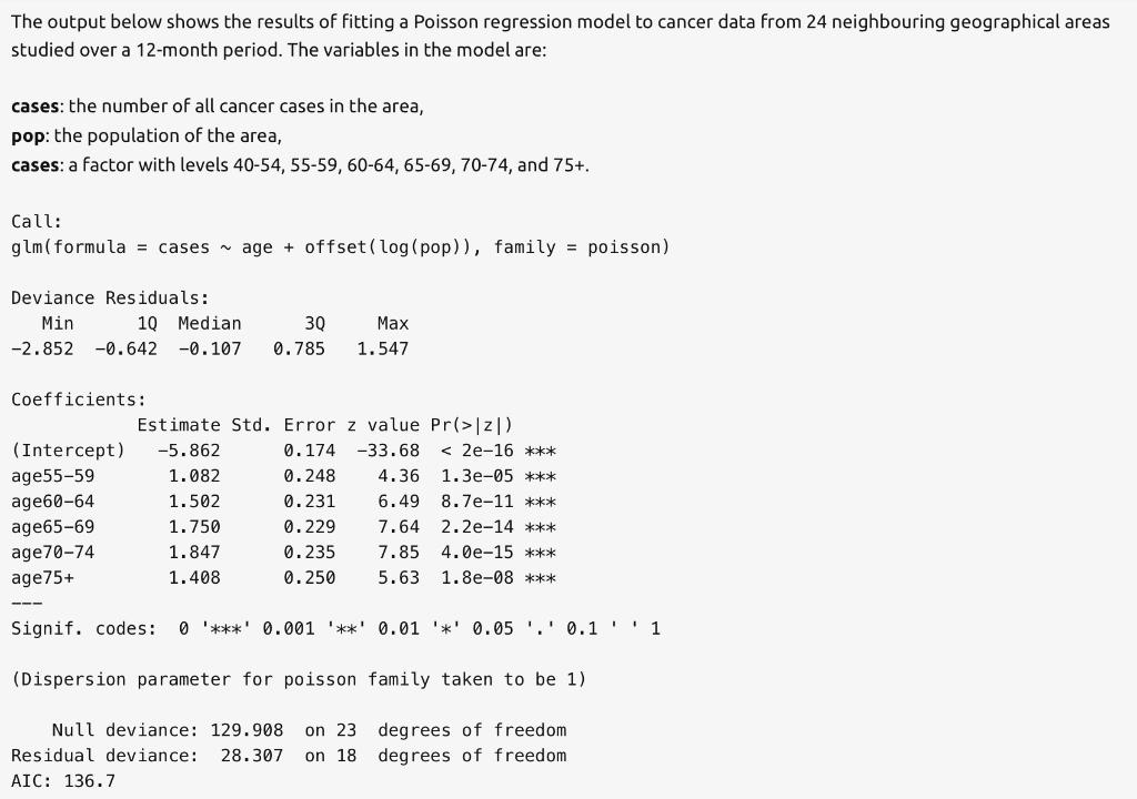 Solved The output below shows the results of fitting a | Chegg.com
