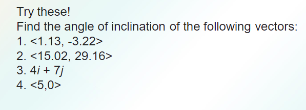 Solved Try these! Find the angle of inclination of the | Chegg.com