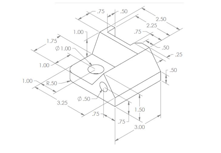 Solved Use the dimensioned isometric drawing view below to | Chegg.com