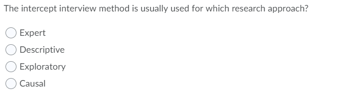 Solved The intercept interview method is usually used for | Chegg.com