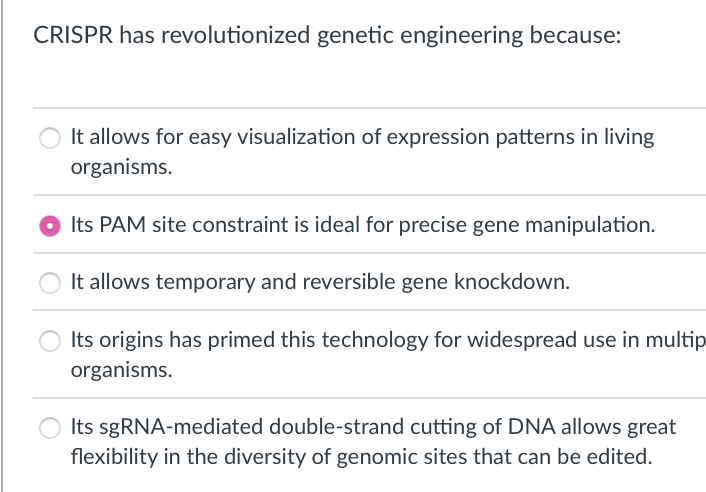 Solved CRISPR has revolutionized genetic engineering | Chegg.com