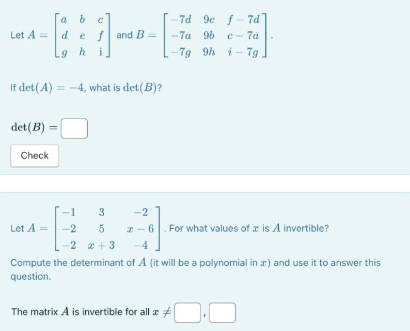 Solved Let A=⎣⎡adgbehcfi⎦⎤ and | Chegg.com