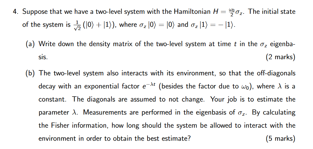 4. Suppose that we have a two-level system with the | Chegg.com