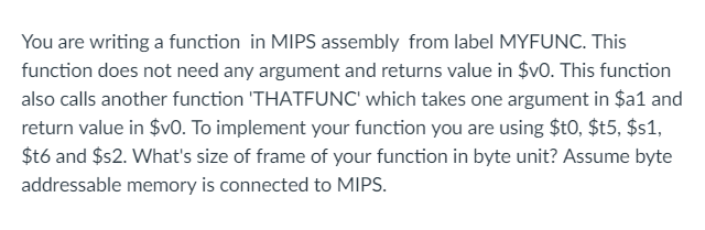 Solved You are writing a function in MIPS assembly from | Chegg.com