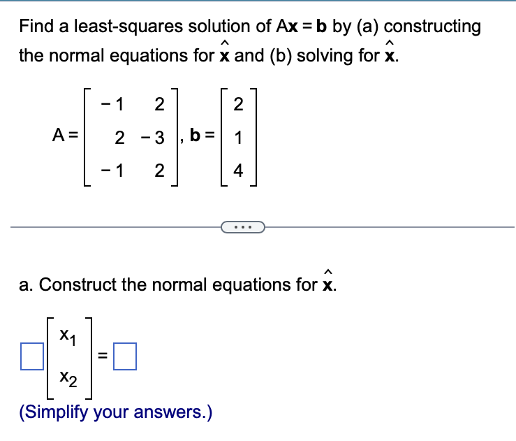 Solved a. ﻿Construct the normal equations for | Chegg.com
