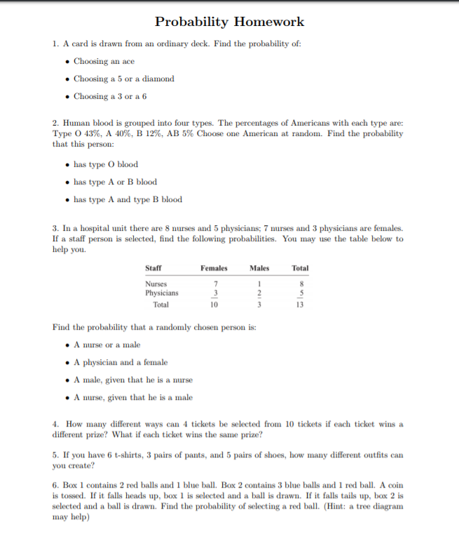 Solved Probability Homework 1. A card is drawn from an | Chegg.com