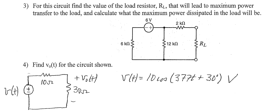 Solved ) For this circuit find the value of the load | Chegg.com