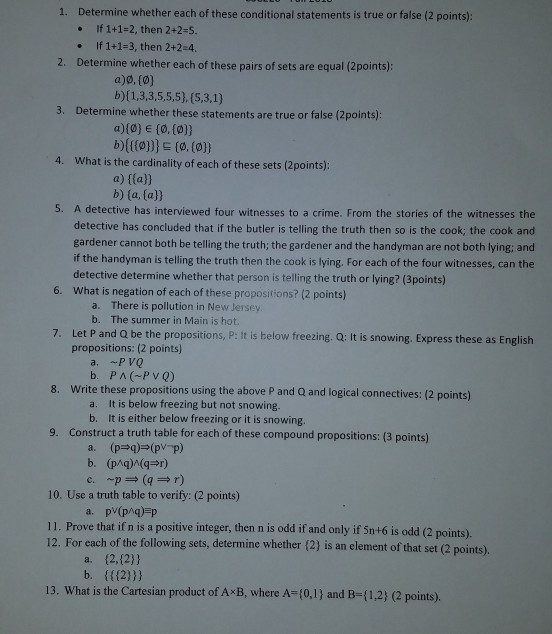 Solved 1. Determine whether each of these conditional | Chegg.com