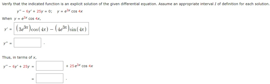Solved Verify that the indicated function is an explicit | Chegg.com
