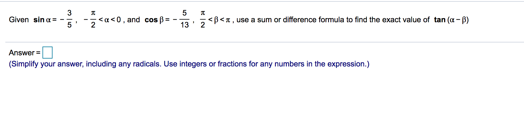 Solved 3 TT 5 TT Given sin a= -- | Chegg.com