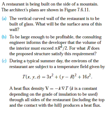Solved A restaurant is being built on the side of a | Chegg.com