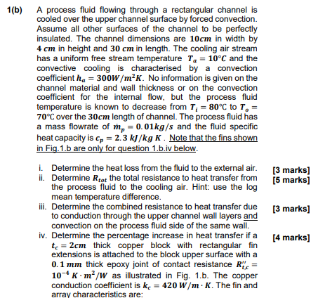 A process fluid flowing through a rectangular channel | Chegg.com