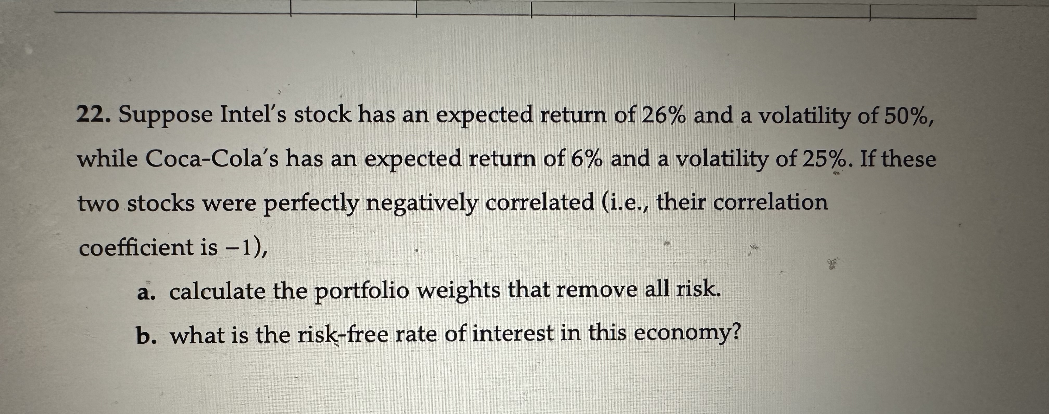 Solved Suppose Intel's stock has an expected return of 26% | Chegg.com
