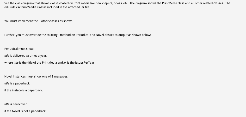 Solved See the class diagram that shows classes based on | Chegg.com