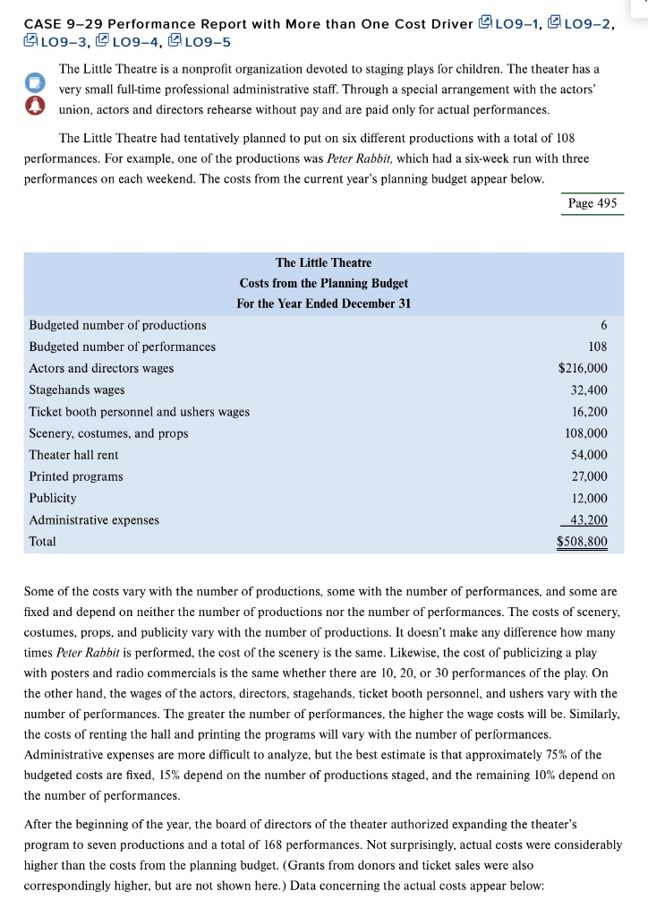 Solved CASE 9-29 Performance Report with More than One Cost | Chegg.com