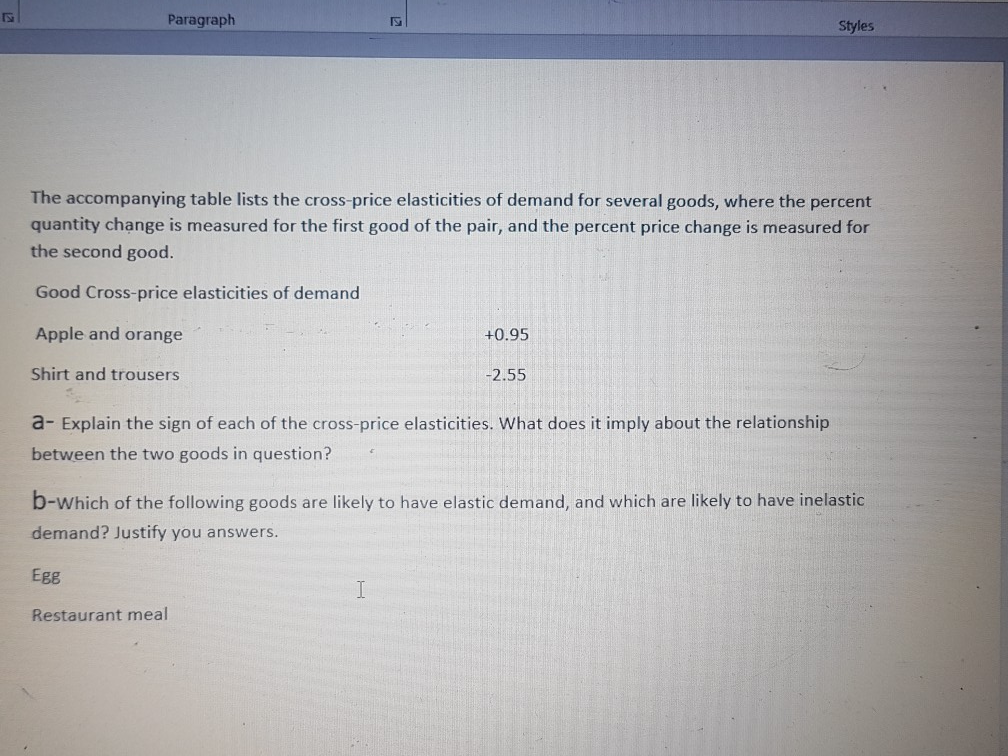 Solved Paragraph Styles The accompanying table lists the | Chegg.com