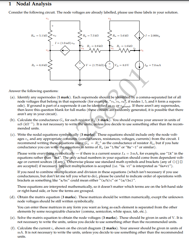 Solved 1 ﻿Nodal AnalysisConsider the following circuit. The | Chegg.com