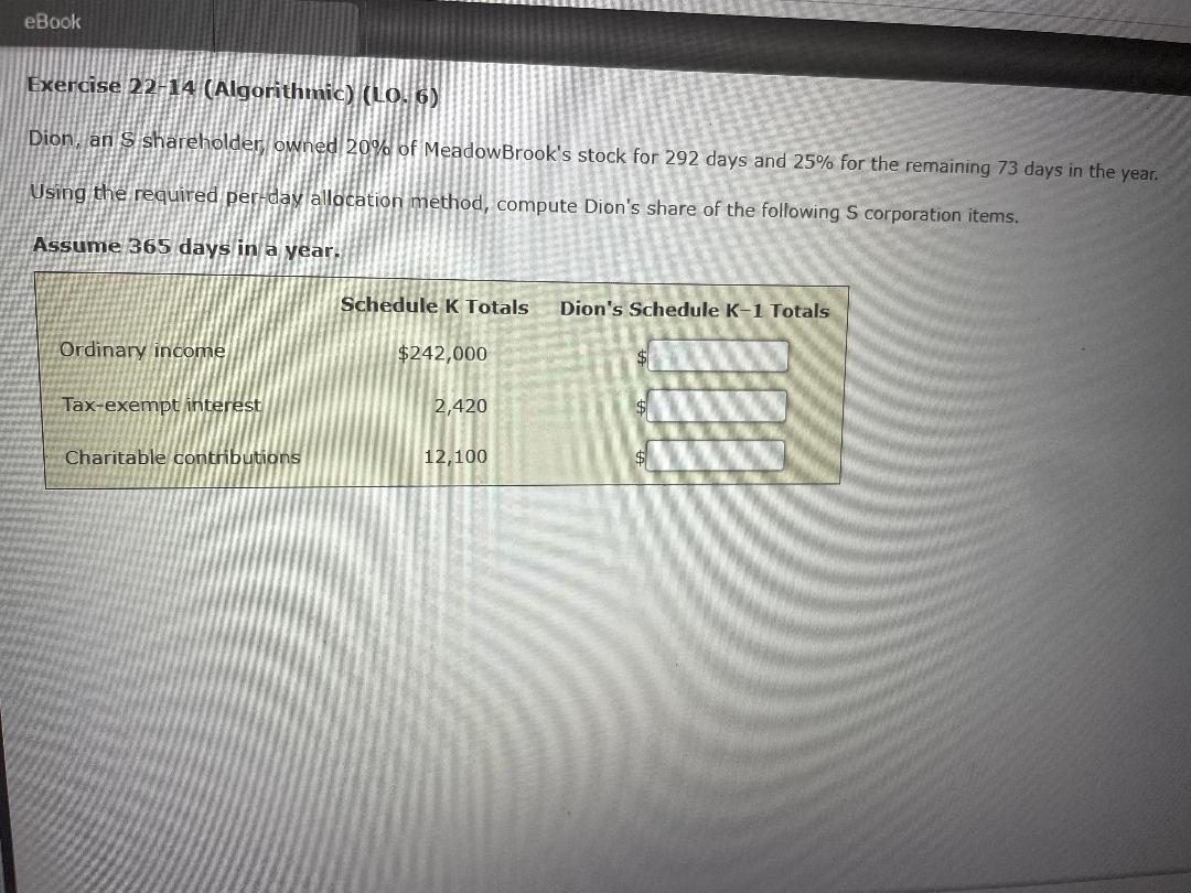Solved Exercise 22-14 (Algorithmic) (20.6) Dion, an S | Chegg.com