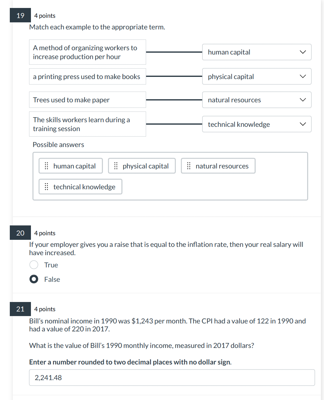 Solved Match each example to the appropriate term. Possible | Chegg.com