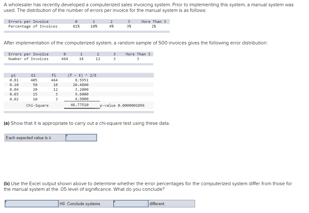 Solved A wholesaler has recently developed a computerized | Chegg.com