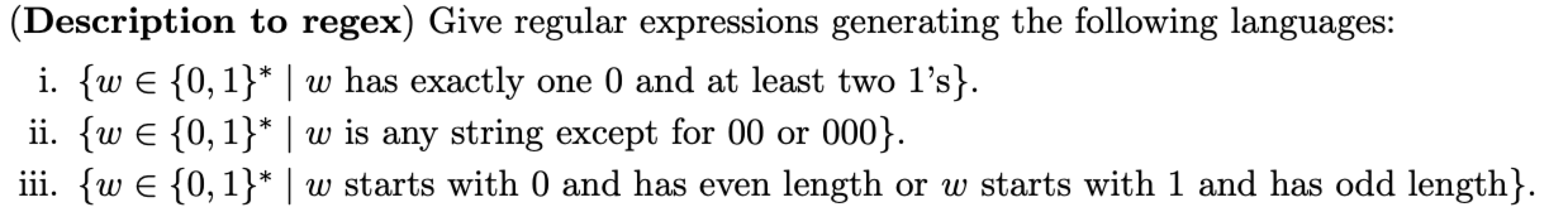 Solved (Description to regex) Give regular expressions | Chegg.com