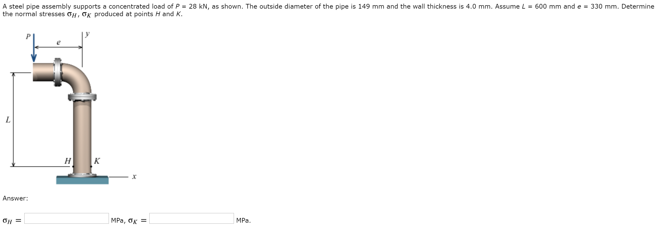 Solved A steel pipe assembly supports a concentrated load of | Chegg.com
